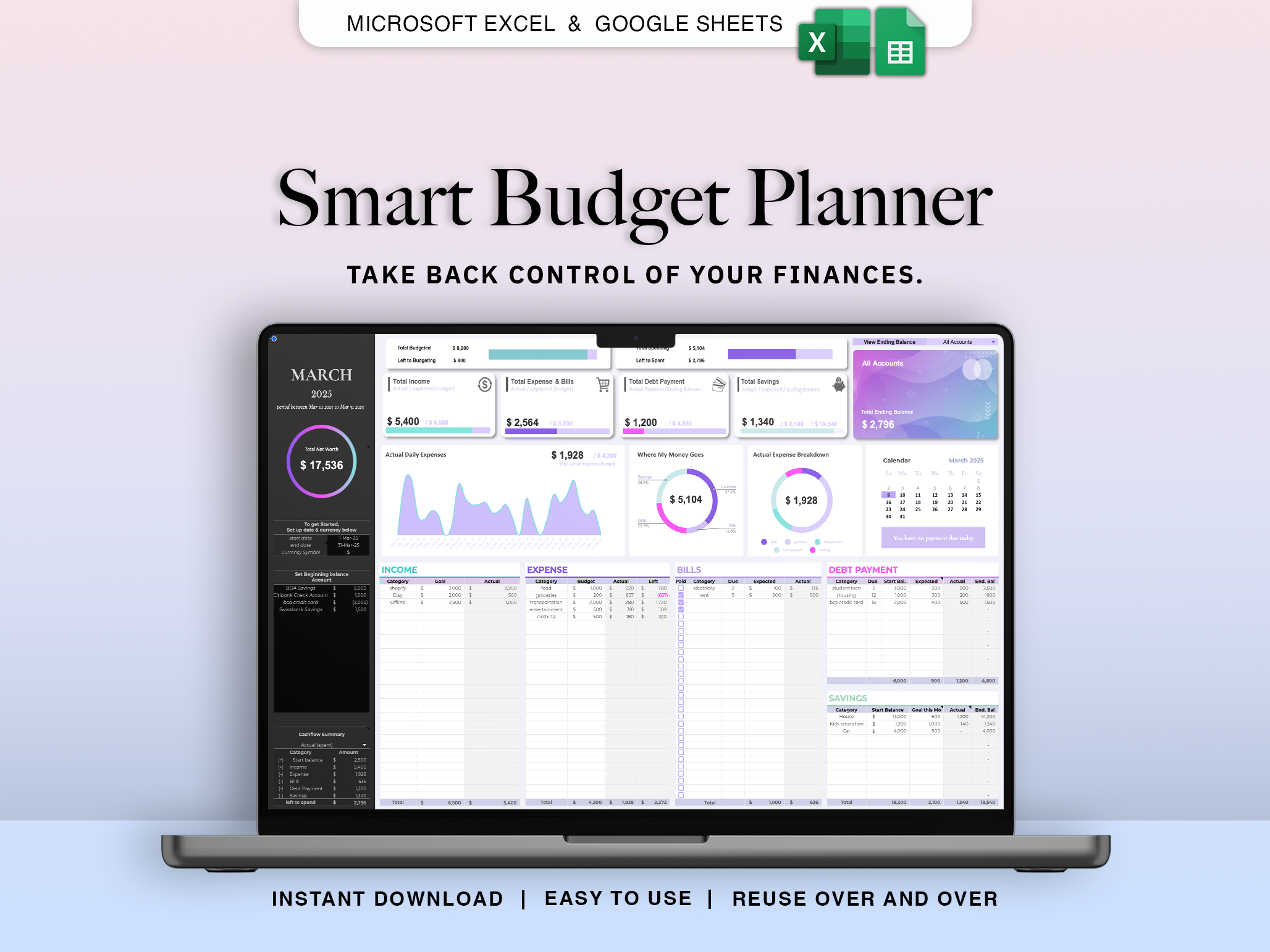 Smart Budget Planner – My Smart Sheets